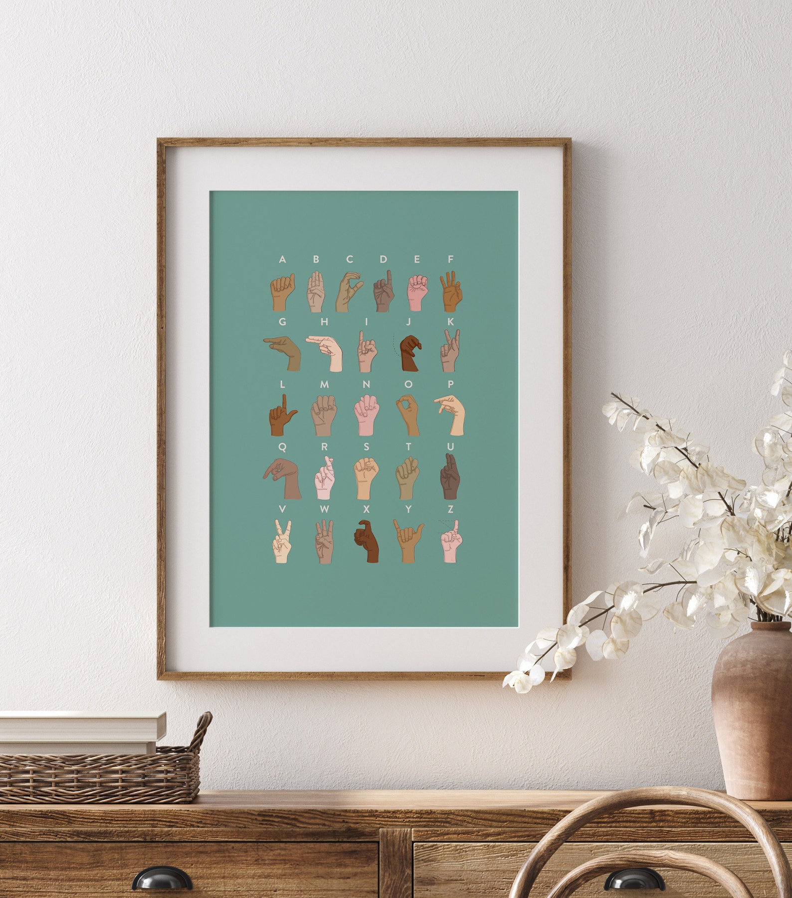Alphabet Sign Language Art Print Diverse Language Skin Tones - Etsy
