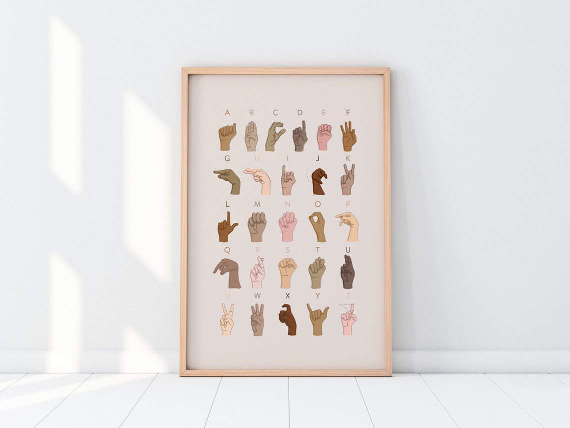 Alphabet Sign Language Art Print Diverse Language and Skin - Etsy