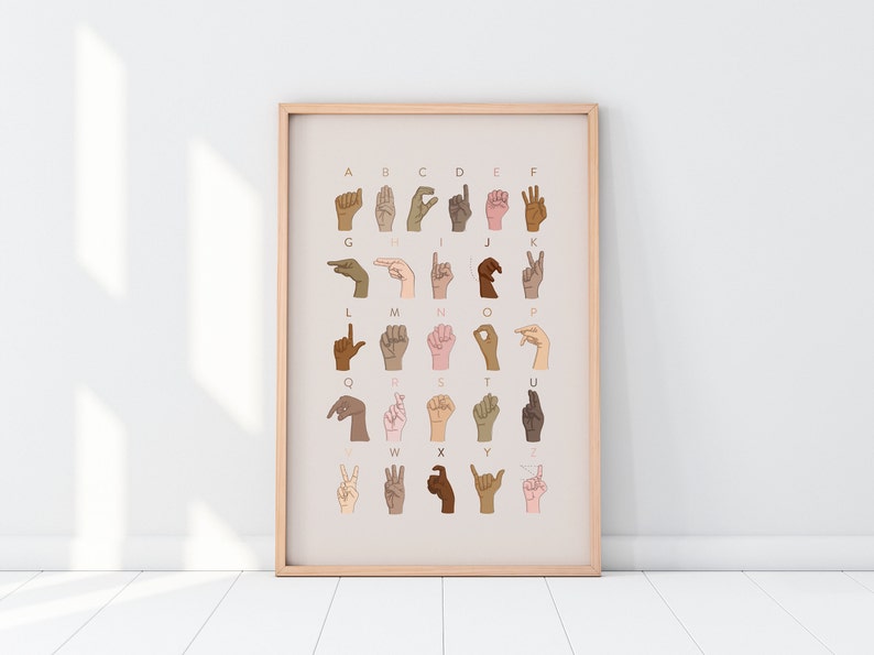 Alphabet Sign Language Art Print Diverse Language and Skin Tones ...
