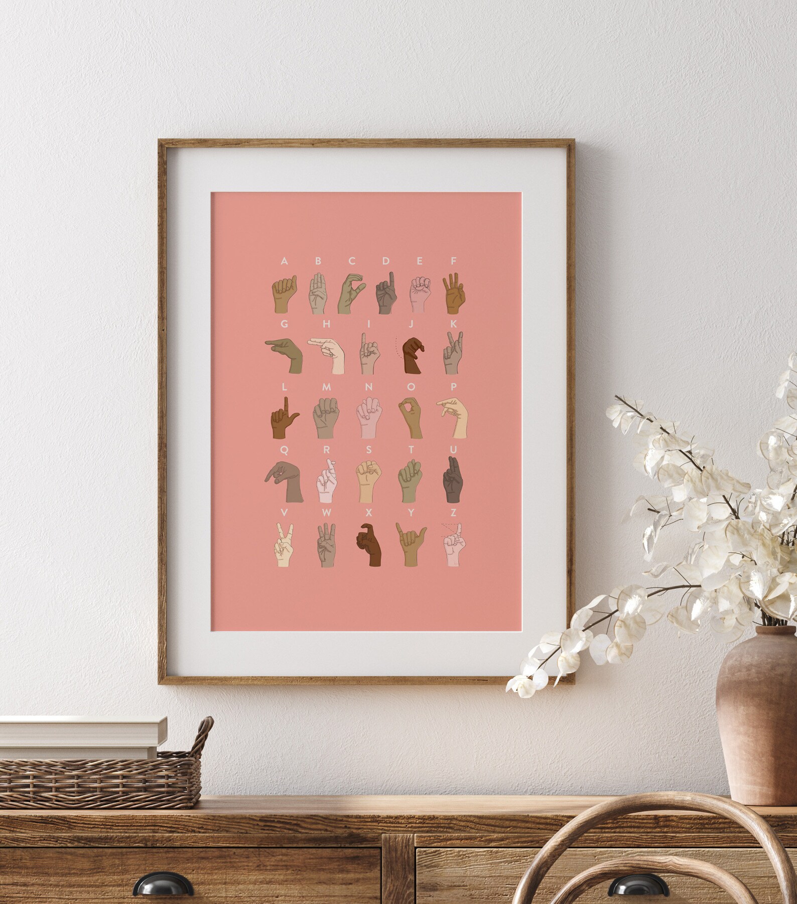 Alphabet Sign Language Art Print Diverse Language Skin Tones - Etsy