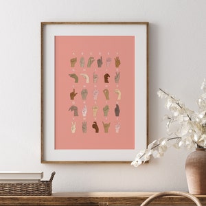 Alphabet Sign Language Art Print Diverse Language Skin Tones Colorful ...