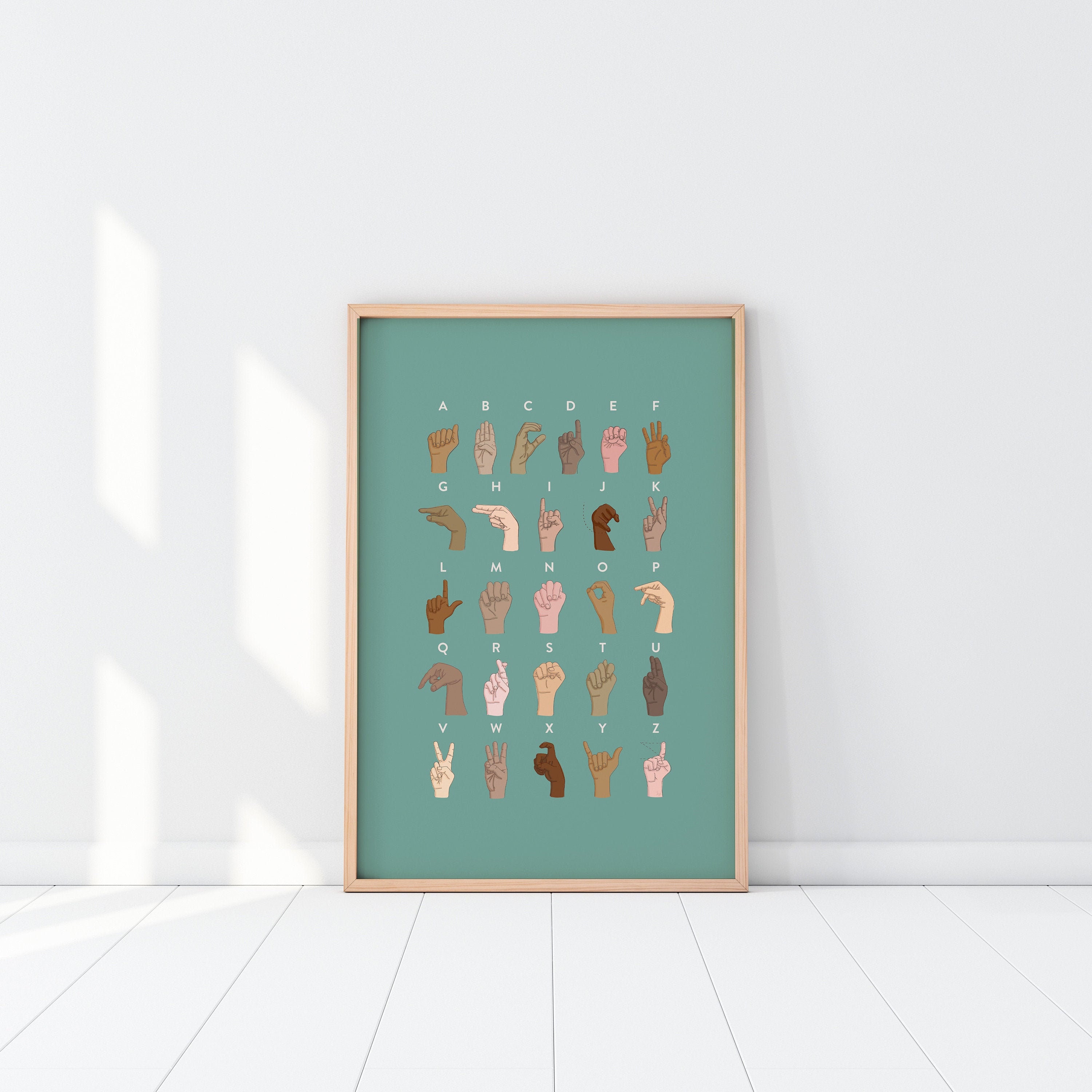 Alphabet Sign Language Art Print Diverse Language Skin Tones - Etsy