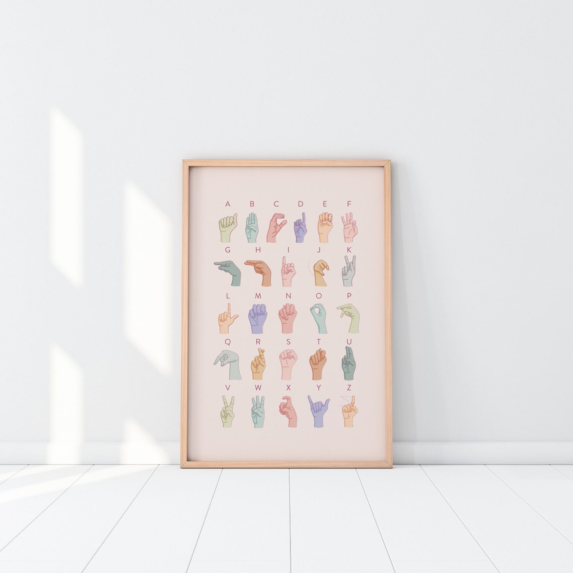 ASL Alphabet Sign Language Illustration Art Print Bilingual Colorful ...