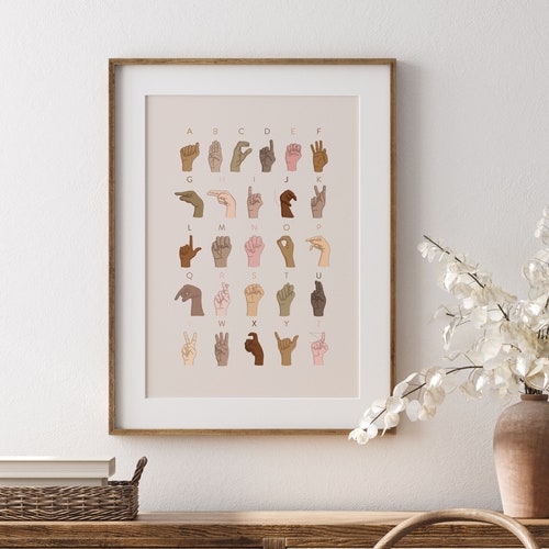 Alphabet Sign Language Art Print Diverse Language Skin Tones - Etsy