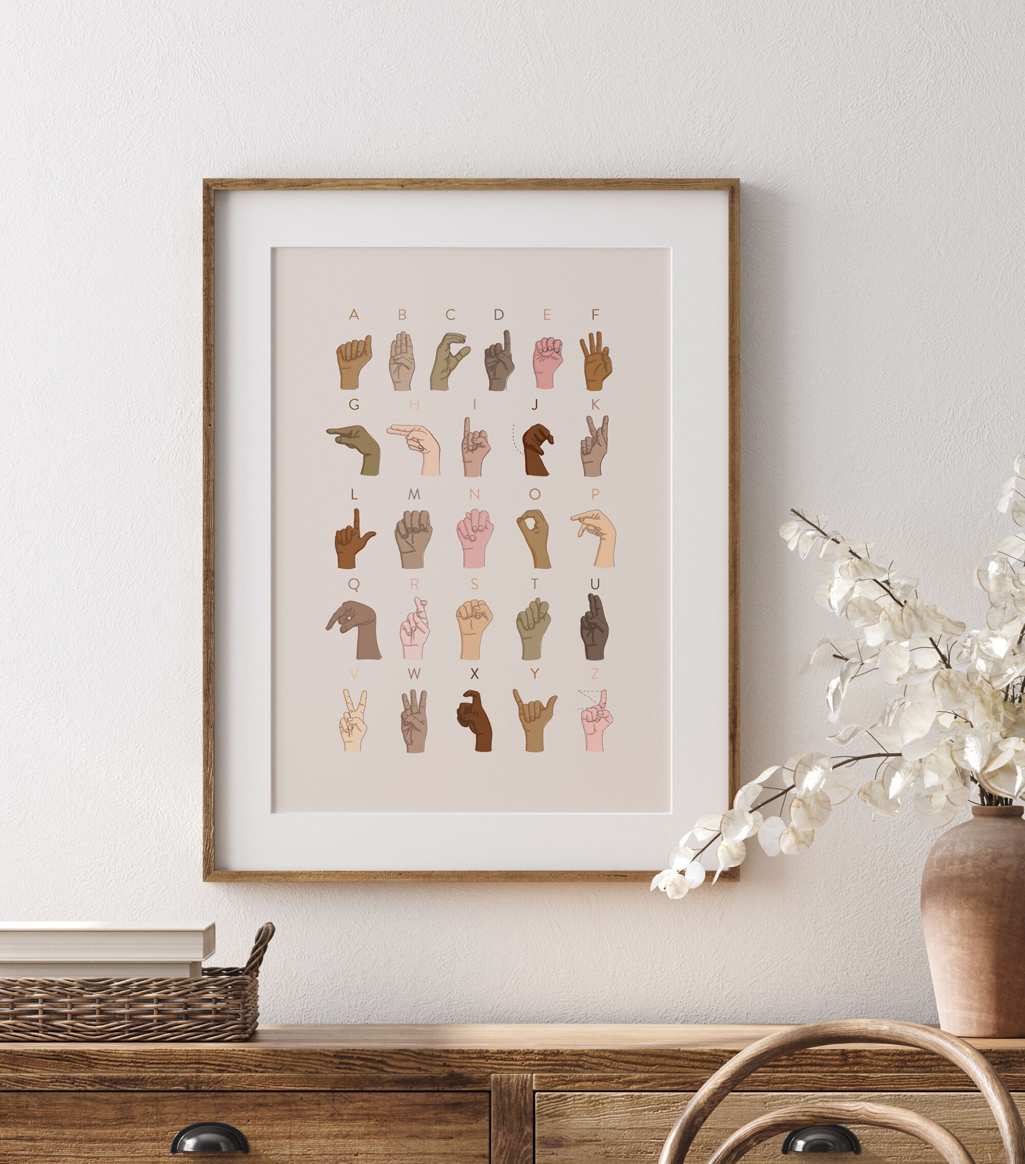 Alphabet Sign Language Art Print Diverse Language and Skin Tones ...