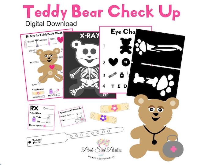 Pretend Play Doctor Teddy Bear Check up Printable Download Worksheets ...
