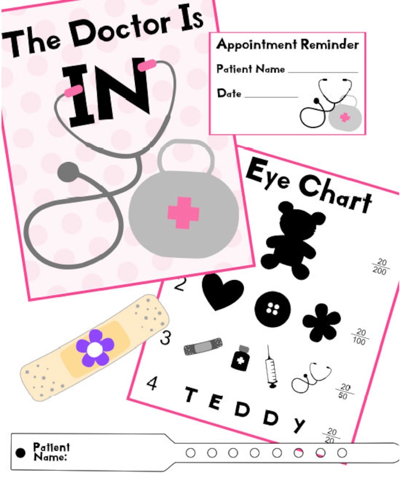 Pretend Play Doctor Teddy Bear Check up Printable Download Worksheets ...