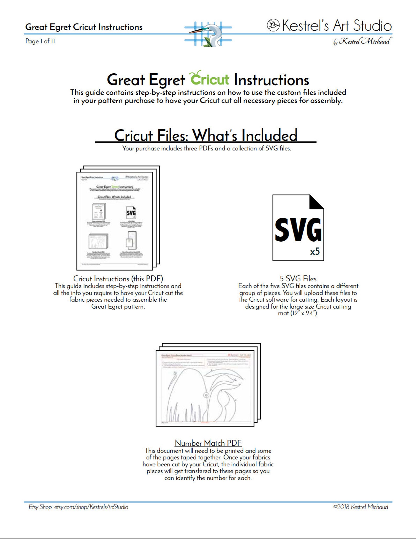 Great Egret Digital Pattern by Kestrel Michaud - DIY Quilt, Wall ...