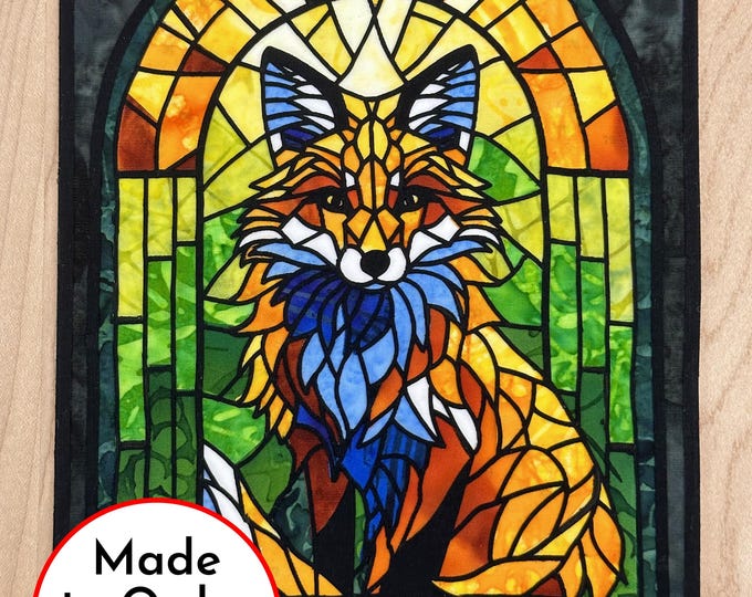 Morning Fox Original Fabric Art | Stained Glass, Wall Art, Fabric Art ...