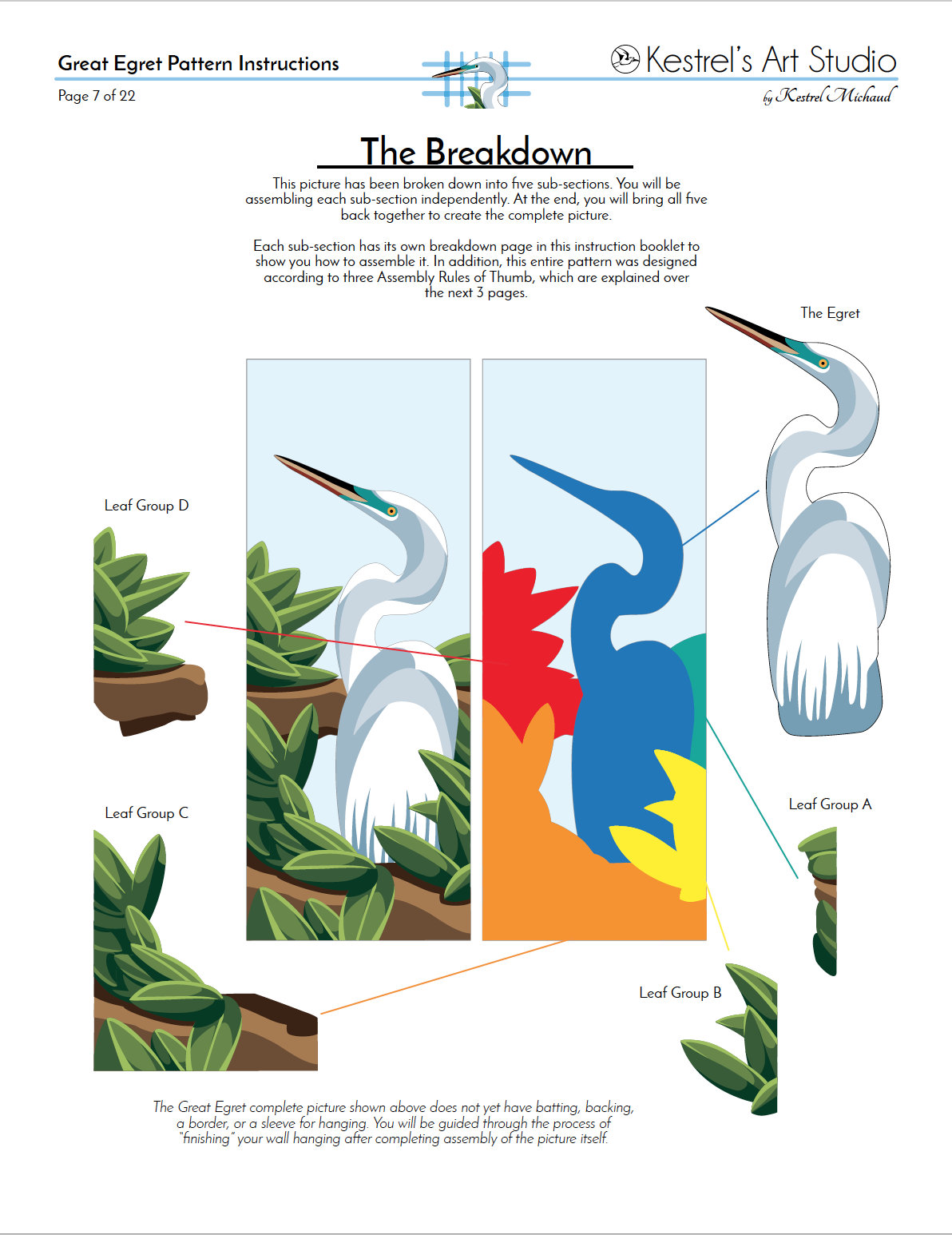 Great Egret Digital Pattern by Kestrel Michaud - DIY Quilt, Wall ...