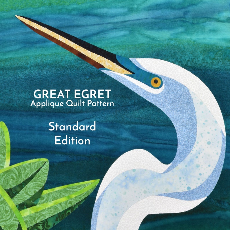 Great Egret Digital Pattern by Kestrel Michaud - DIY Quilt, Wall ...