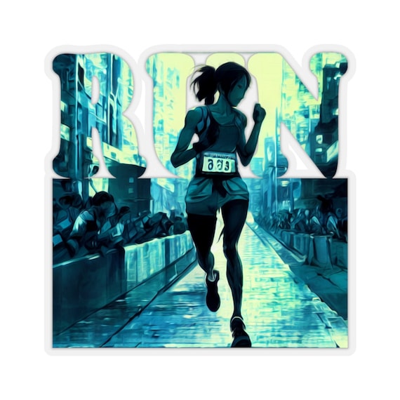 Running Sticker Runner Gift Running Art Laptop Sticker - Etsy