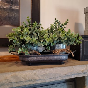 Farmhouse Centerpiece / Farmhouse Decor / Eucalyptus in Corrugated ...