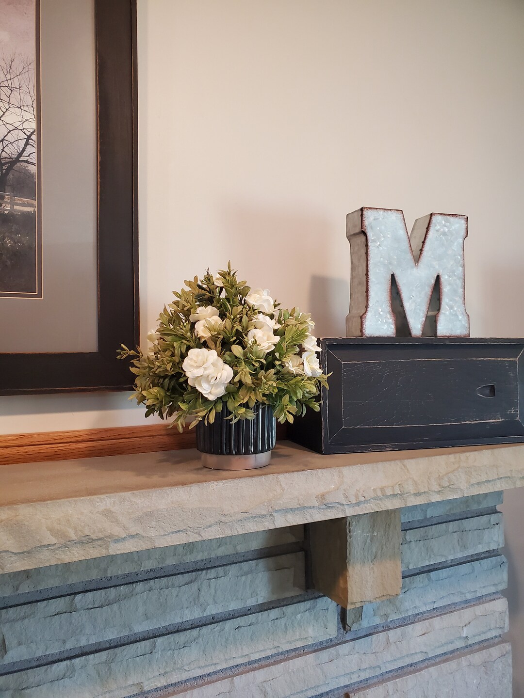 Farmhouse Accent / Farmhouse Decor / Clay Pot With Greenery and Florals ...
