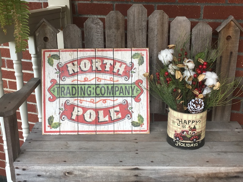 North Pole Trading Company Sign / Wood Farmhouse Sign / - Etsy