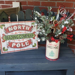 LARGE Gingerbread Centerpiece, Farmhouse Decor, Metal Christmas Bucket ...