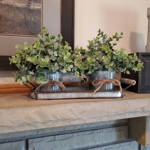 Farmhouse Centerpiece / Farmhouse Decor / Eucalyptus in Corrugated ...