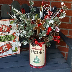 LARGE Gingerbread Centerpiece, Farmhouse Decor, Metal Christmas Bucket ...