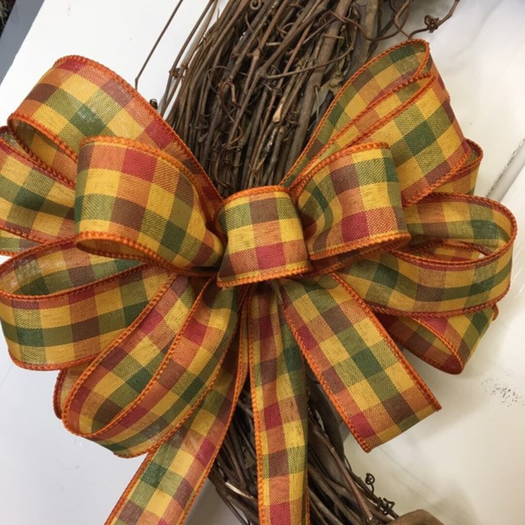 Fall Plaid Bow, Fall Wreath Bow, Autumn Bow, Fall Bow for Wreath, Bow ...