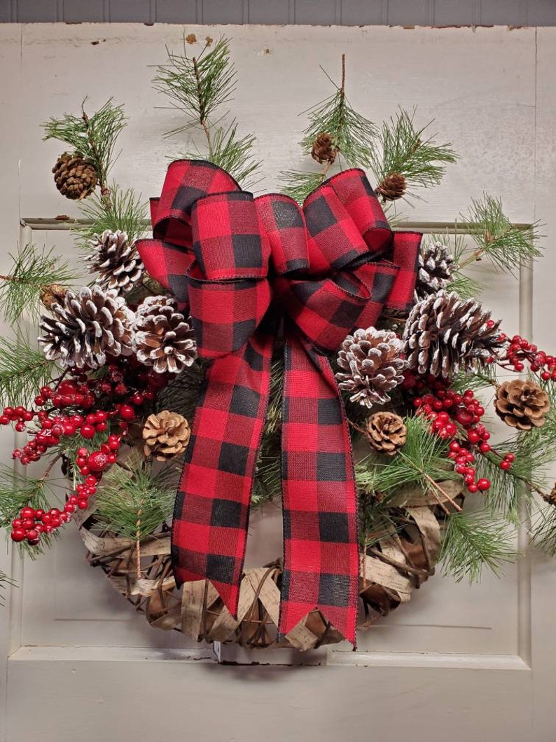 Buffalo Check Wreath Christmas Wreath Farmhouse Wreath Etsy