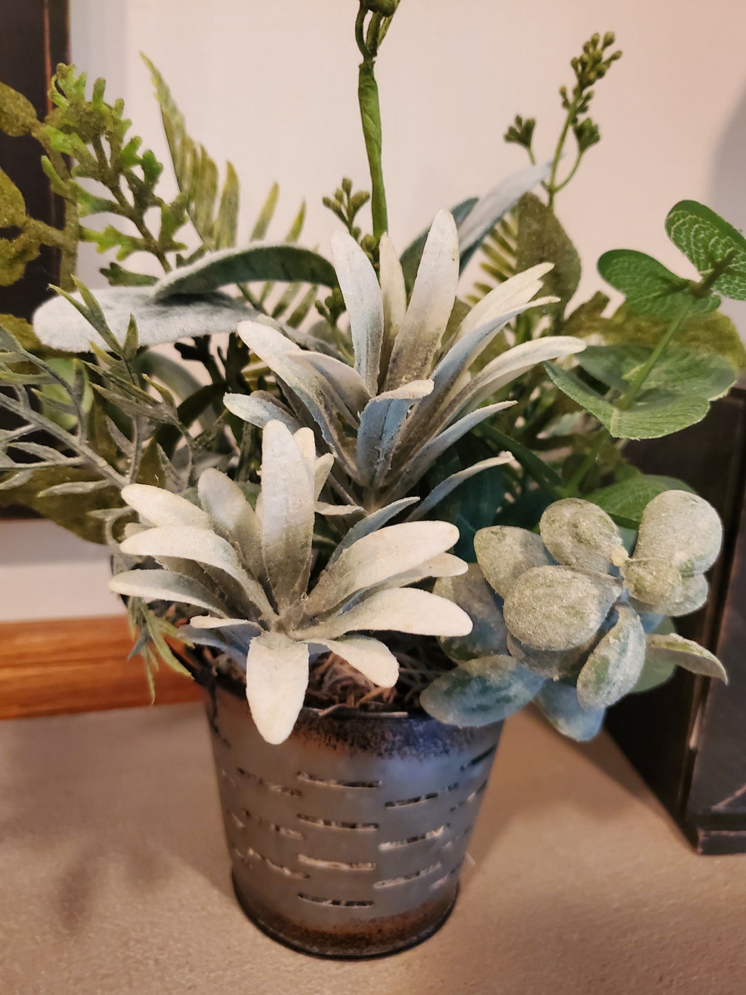 Slotted Metal Table Decor / Metal Vase With Succulents /farmhouse ...