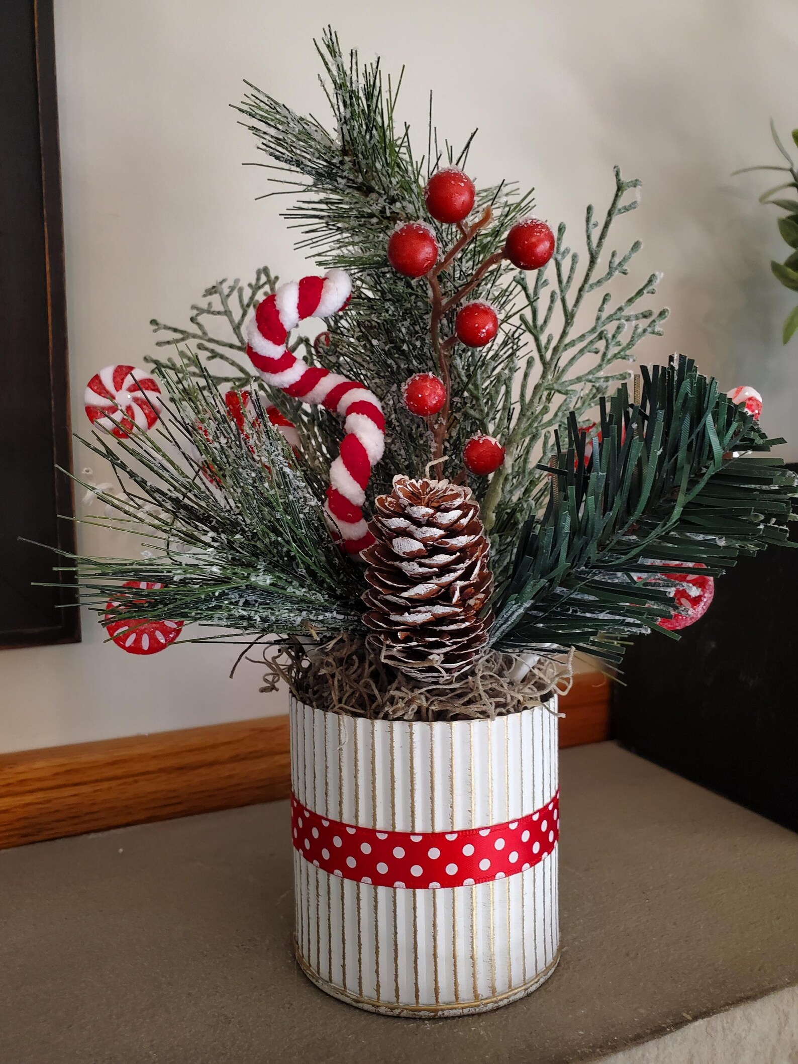 Christmas Peppermint Centerpiece / Farmhouse Decor With Galvanized Tray ...