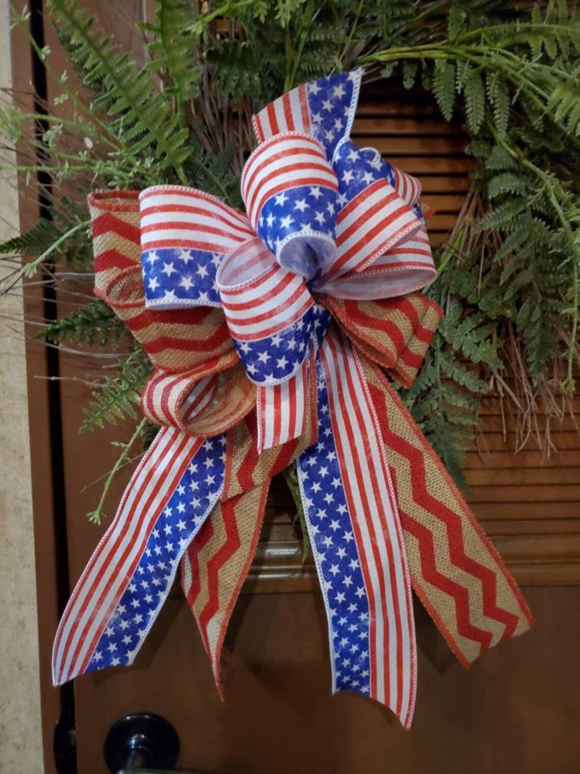 Patriotic Bow / Red, White and Blue Bow / Americana Burlap Bow ...