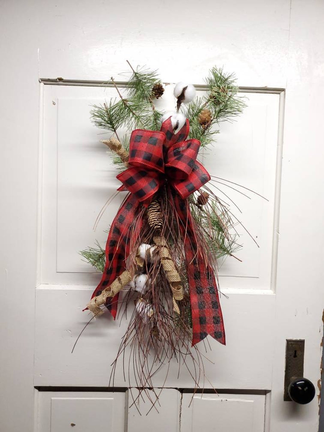 Christmas Swag, Pine Swag, Rustic Swag, Front Door Decor, Farmhouse ...