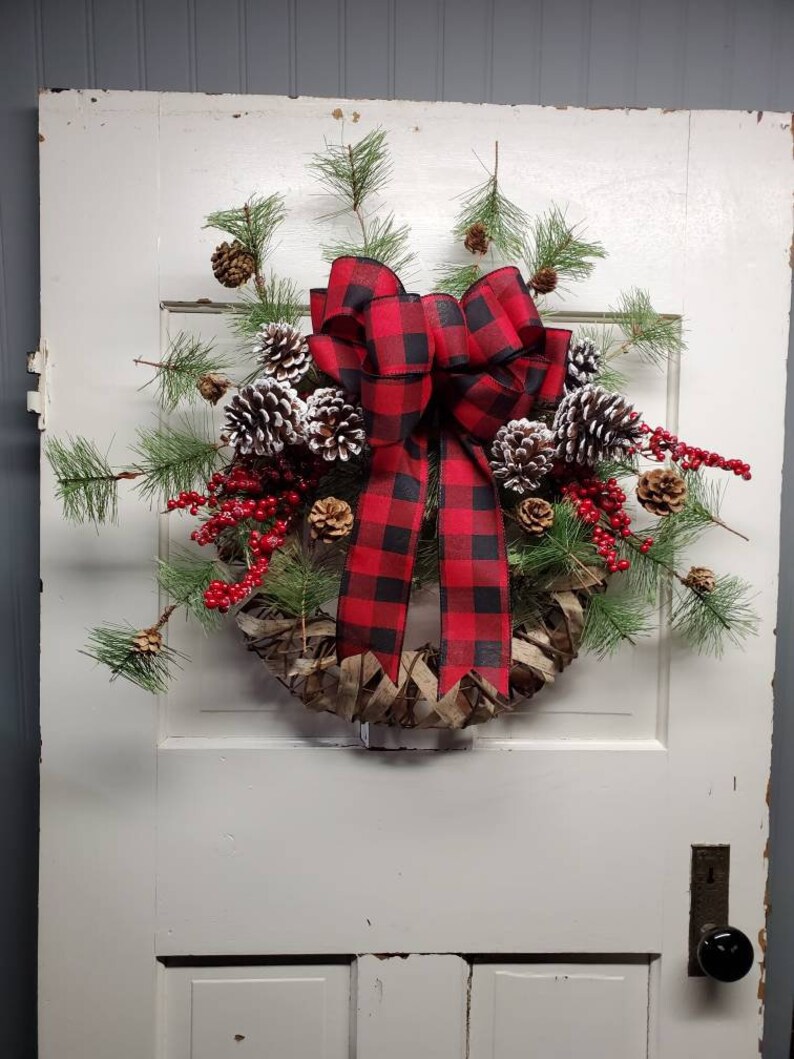 Buffalo Check Wreath Christmas Wreath Farmhouse Wreath Etsy