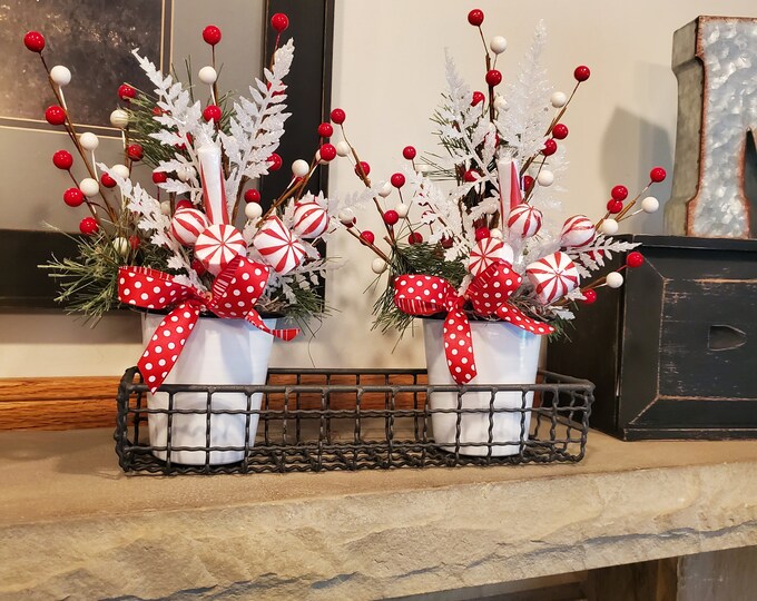 LARGE Gingerbread Centerpiece, Farmhouse Decor, Metal Christmas Bucket ...