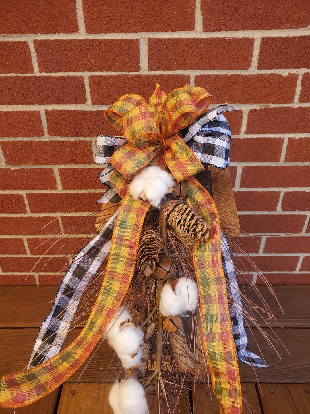 Fall Lantern Topper / Woodsy Swag / Rustic Swag / Front Door Decor ...