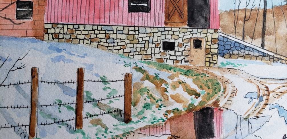 Red Barn Print Giclee Print Red Wall Art Farmhouse Decor Country Rustic ...