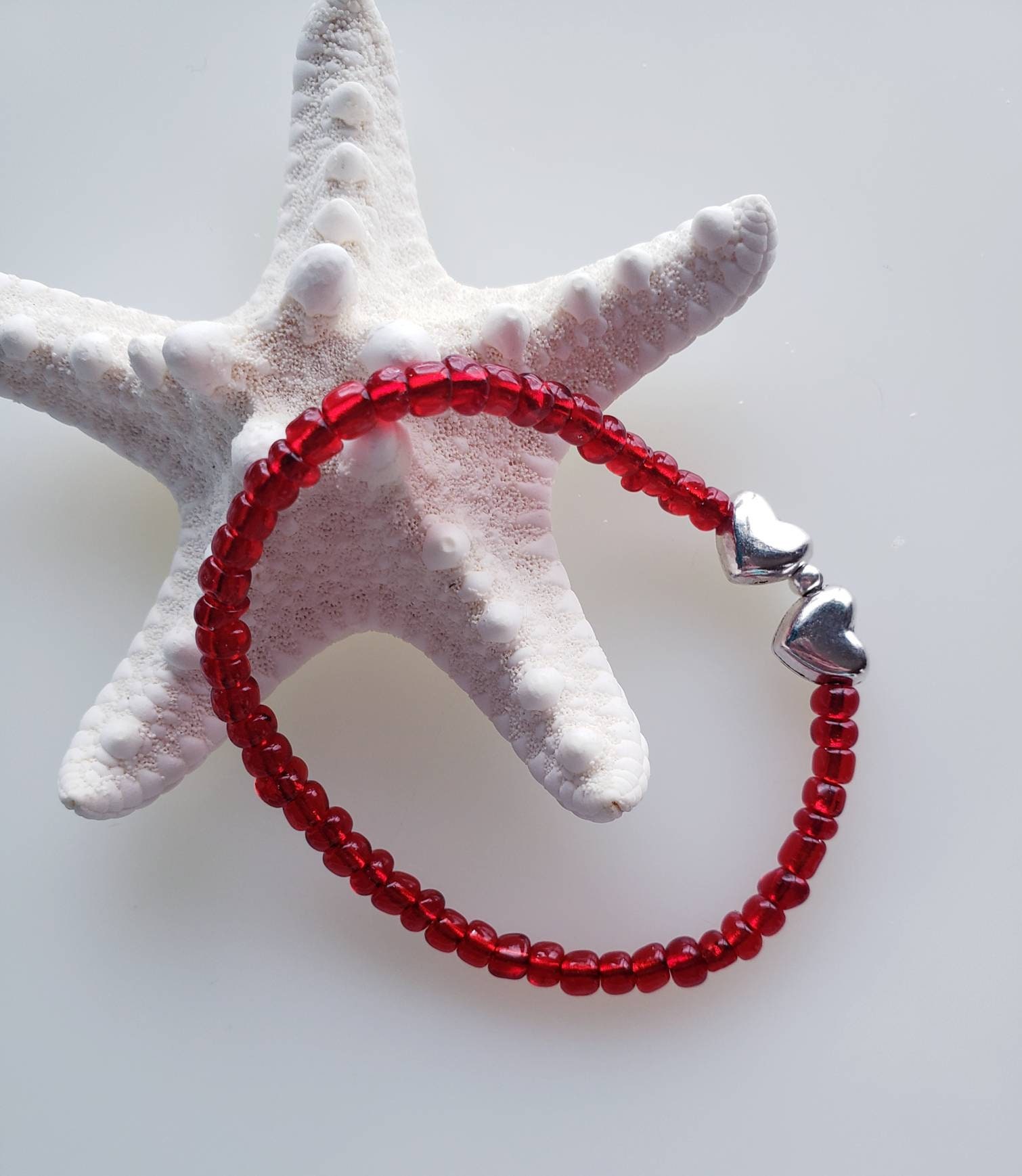 Heart Anklet Red Heart Bracelet Heart Jewelry Beach Anklet Summer ...