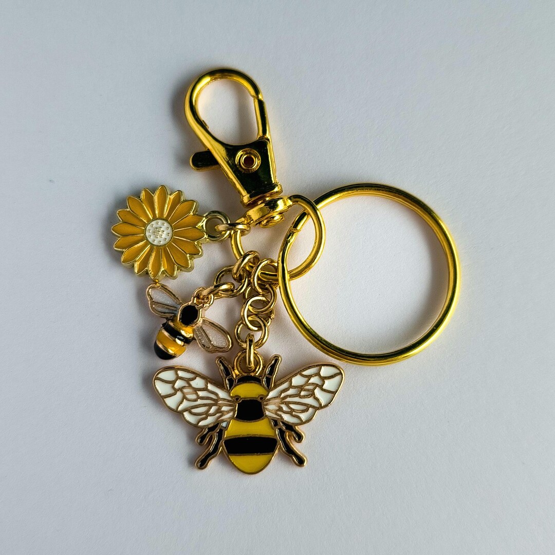 Bumblebee Keychain: Gold Plated Bee Bag Charm, Nature Lover Gift - Etsy