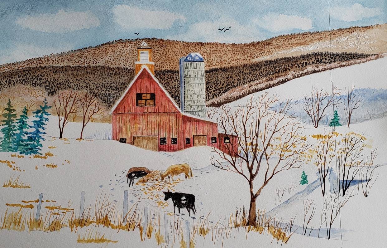 Red Barn Print Giclee Print Red Wall Art Farmhouse Decor Country Decor ...