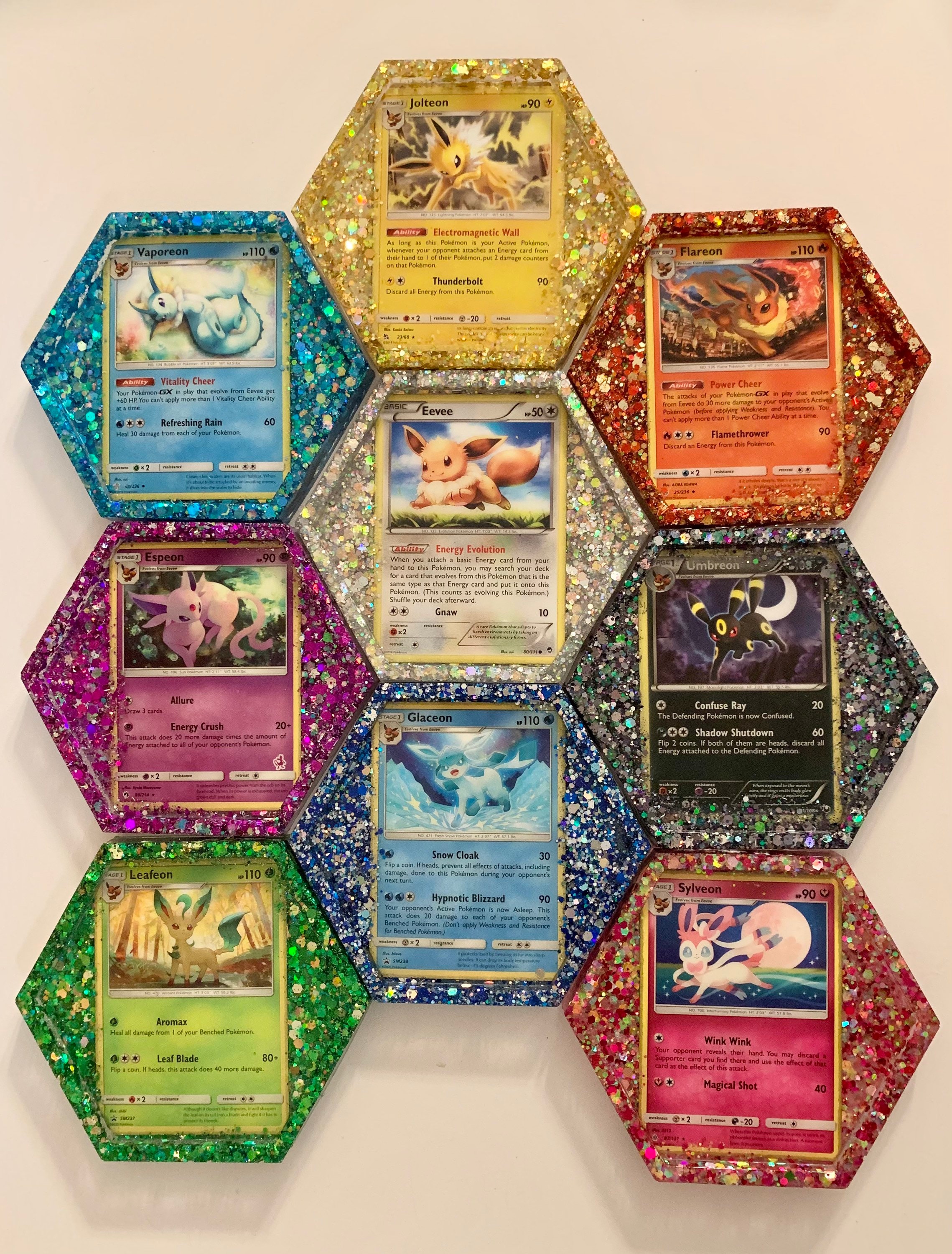 Custom Pokémon Card Resin Coaster: Full Eeveelution Set - Etsy