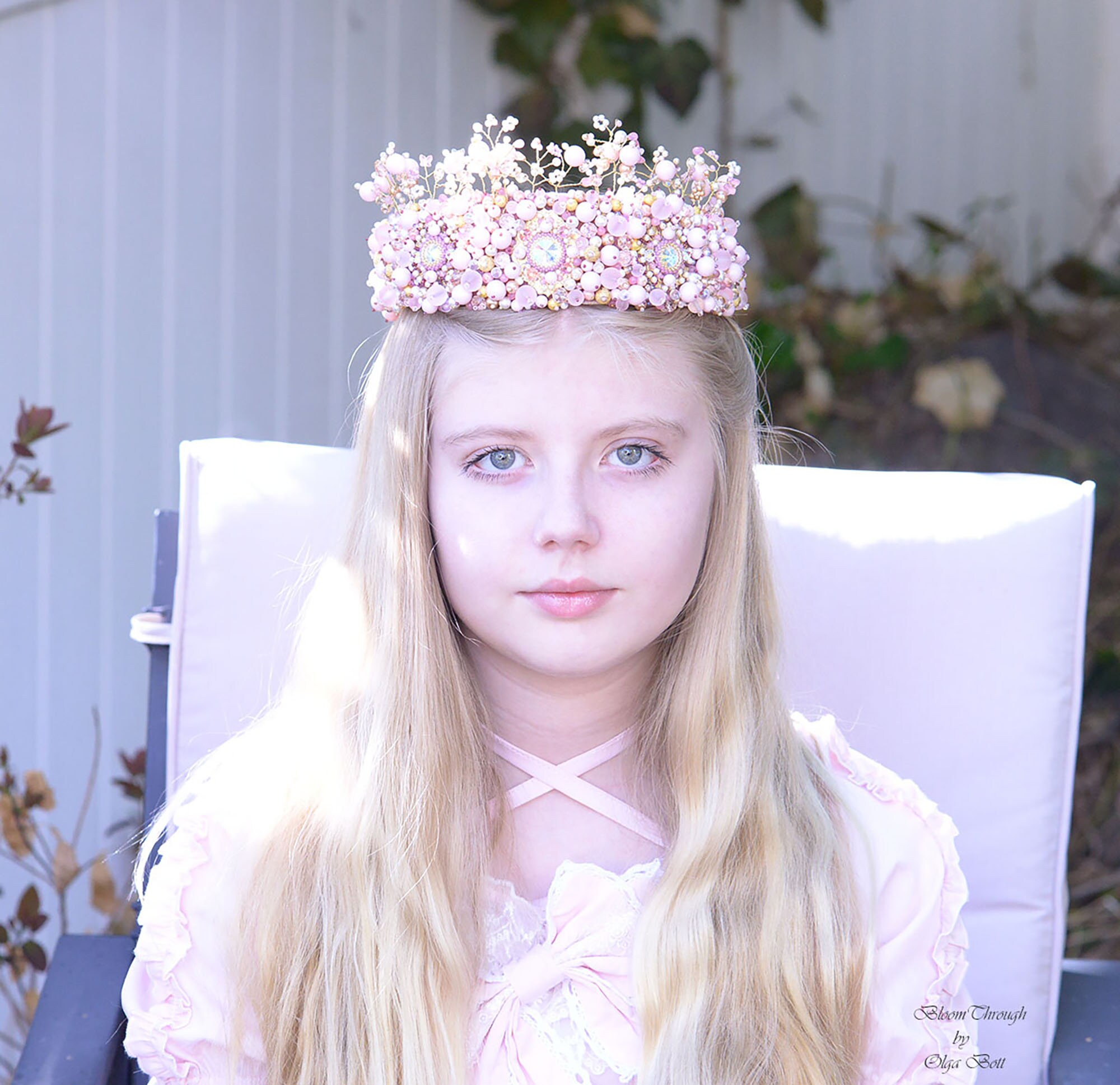 Bloomthrough: Crystal Pink Wedding Prom Tiara With Beaded Headband ...