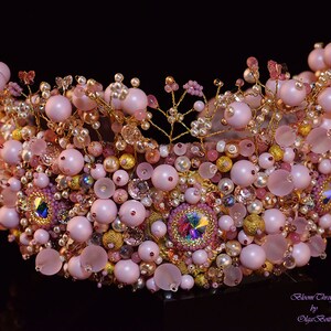 Bloomthrough: Crystal Pink Wedding Prom Tiara With Beaded Headband ...