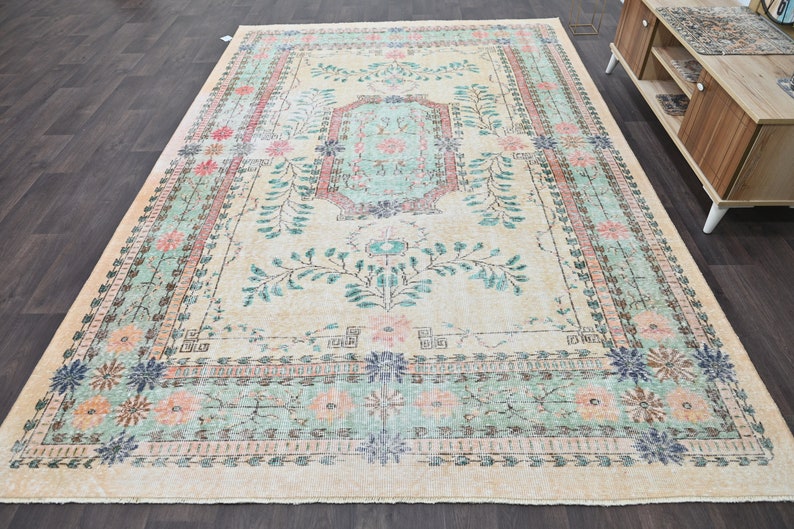 Turkish Rug ' Vintage Rug ' Oushak Rug ' Pastel - Etsy