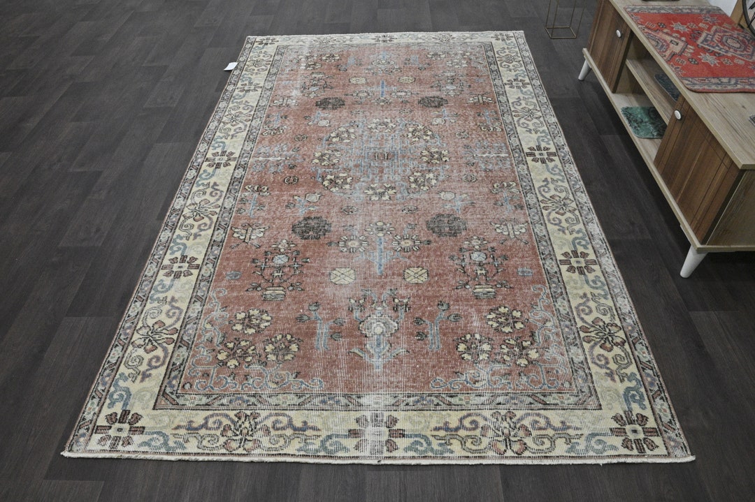 Oushak Rug 5x9, Medium Size Rug, Badroom Rug, Turkish Rug, Low Pile Rug ...