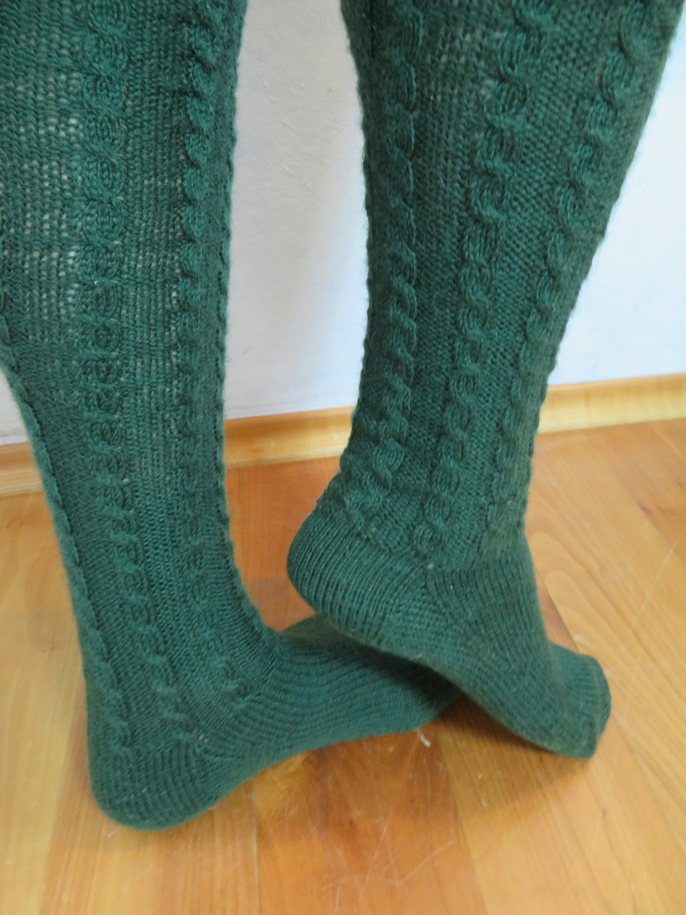 Vintage Dunkelgrün Trachten Kniestrümpfe Handgestrickt Lange | Etsy