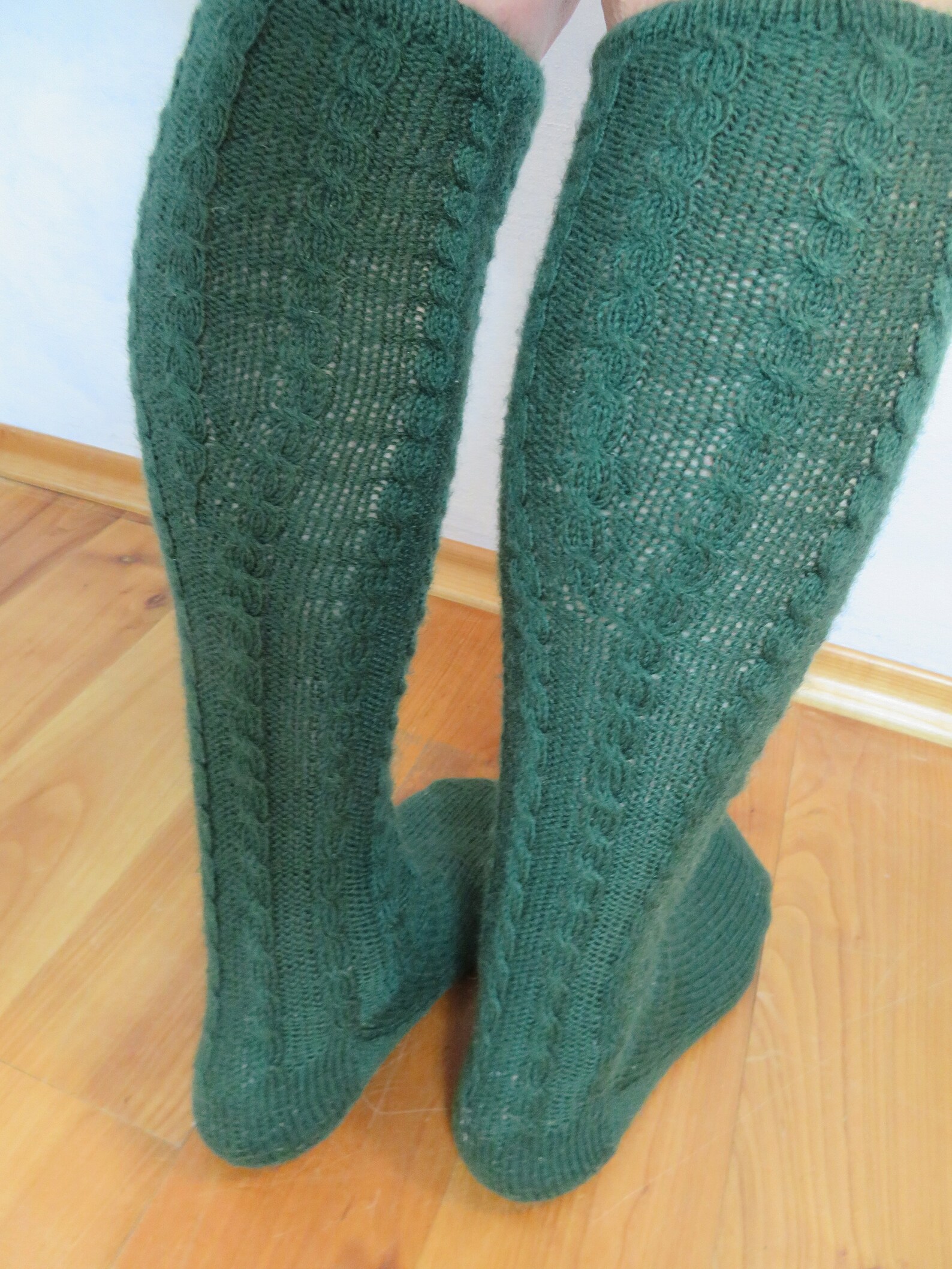 Vintage Dunkelgrün Trachten Kniestrümpfe Handgestrickt Lange | Etsy