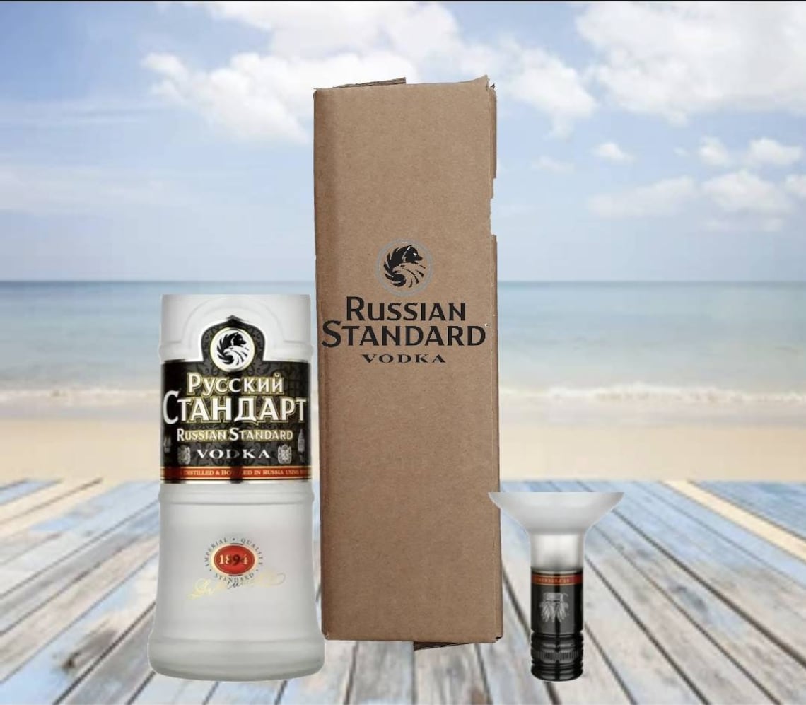 Russian Standard Vodka Bottle Gift Box Set Upcycled Glass | Etsy