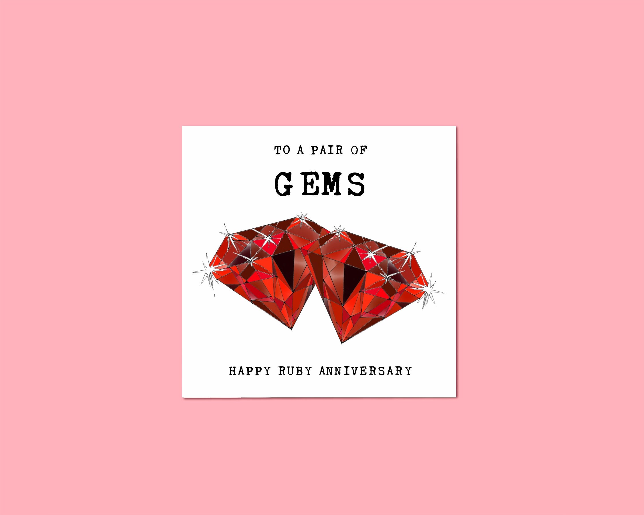 40th Wedding Anniversary Ruby Gems Card Fortieth Anniversary - Etsy