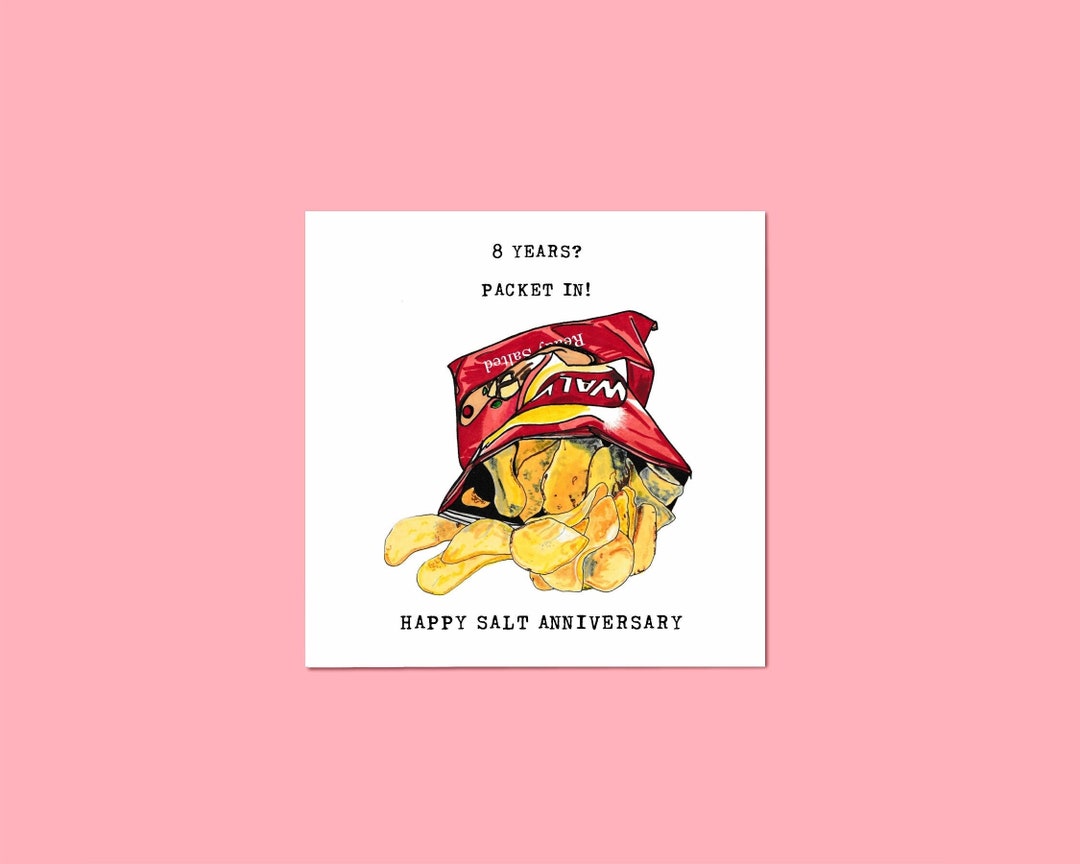 8th Anniversary Card • Salt • 8 Years? Packet In! • Funny • Ready ...