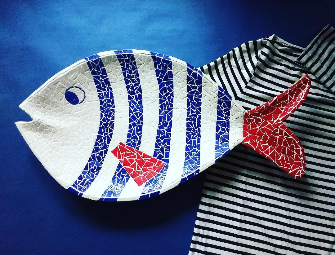 Unique Mosaic "the Sailor Fish"/ "le Poisson Matelot" - Mosaic Art Tile ...