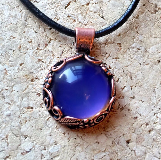MOOD RING Necklace Copper Floral Pendant Colorful Aurora | Etsy