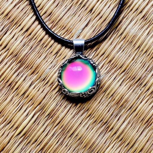 MOOD RING Necklace Copper Floral Pendant Colorful Aurora - Etsy