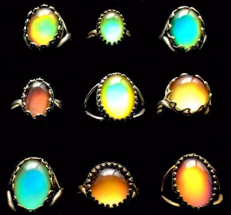 MOOD RING Necklace Copper Floral Pendant Colorful Aurora - Etsy