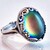 STERLING Silver 925 Mood Ring Small Floral Round Crown Colorful Aurora Rainbow Adjustable Band ...